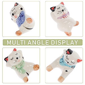 Hemoton 5pcs Chopsticks Rests，Cute Cat Chopsticks Rest Ceramic Chopsticks Holder Rack for Dinner Fork Spoon Knife Tableware