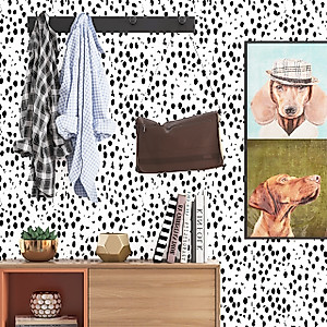 Black Dot Wallpaper Black and White Peel and Stick Wallpaper for Bedroom Removable Wallpaper Self Adhesive Wallpaper Modern Contact Paper for Cabinets 17.7"× 393" Waterproof Vinyl Film Roll