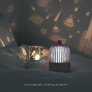 mooas Wonderland Rotating Projector Melody Nightlight (Pink), 360° Rotating Nightlight, Nightlight for Kids Baby Room, 4 Lighting Modes and 8 Melodies, 9 Theme Films, 1200mAh Rechargeable Battery