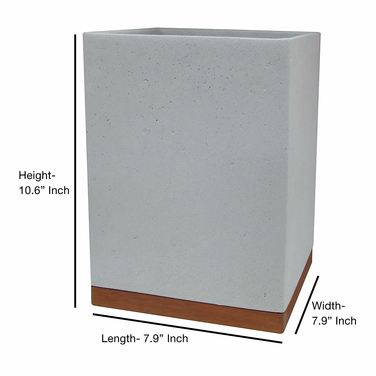 nu steel Concrete Bathroom Wastebasket Bin Trash Can in Real Cement and Wood for Bathrooms & Vanity Spaces