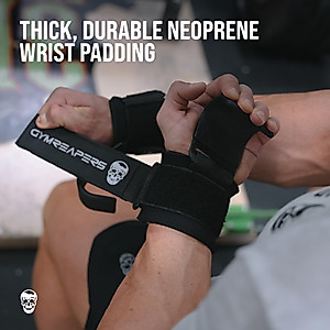 Gymreapers Weight Lifting Hooks (Pair), Heavy Duty Power Wrist Straps Hand Grip Support for Deadlifts, Pull Ups, Shrugs - Gym Gloves for Men and Women (Black)
