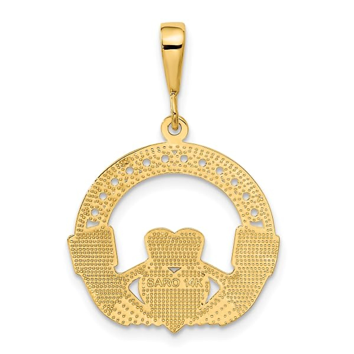 IceCarats 14K Yellow Gold Heart Love Irish Claddagh Necklace Celtic Charm Pendant Jewelry Only