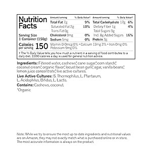 Forager Project Cashewmilk Yogurt, Vanilla Bean, 5.3-Ounce