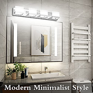 Tipace Dimmable Modern 4 Lights LED Vanity Light for Bathroom Up and Down Chrome Bathroom Wall Light Fixtures Over Mirror(White Light 6000K)