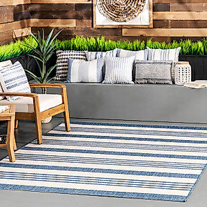 nuLOOM Robin Multi Stripe Indoor/Outdoor Area Rug, 10x14, Blue