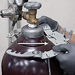 Strong Hand Tools Universal Fit Gas Cylinder Accessory Hanger, 6 Multi-Purpose Hooks, 4-Point Locking, Glove Clip/Cap Hook, Dual-Prong Hook for T-Shaped Tools, Adjustable Opening, GCH160, Gray