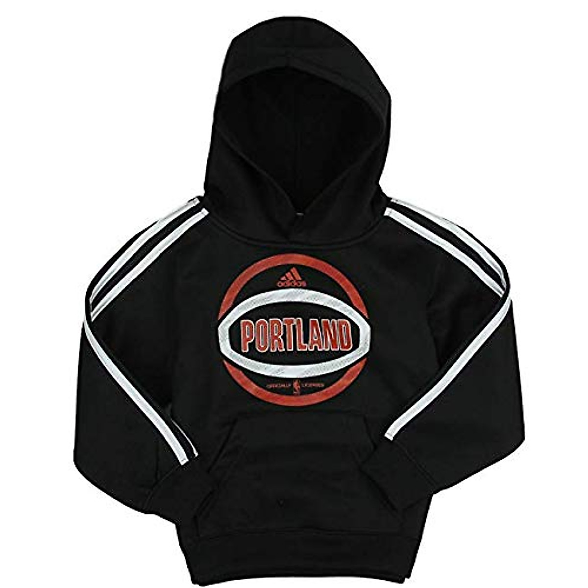 Portland Trail Blazers NBA Little Boys 3 Stripe Pullover Hoodie, Black (Large (6X-7), Black)