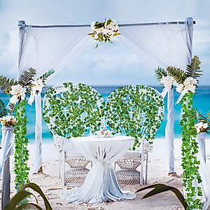 HOMOGA 12 Strands Artificial Ivy Leaf Plants Vine Hanging Garland Fake Foliage Flowers Home Kitchen Garden Office Wedding Wall Decor 84 Feet, Green