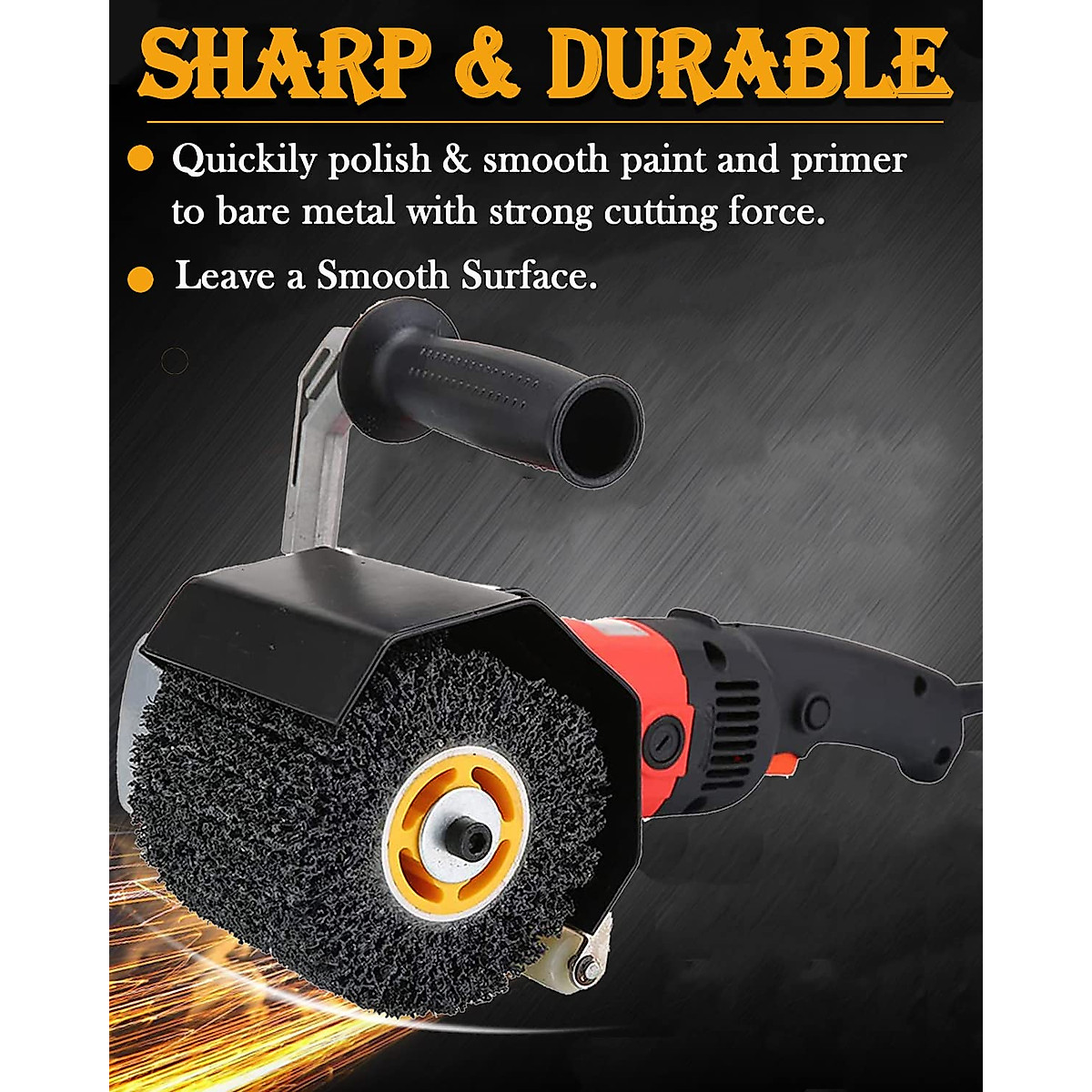 SHITIME 4.5" x 4" Abrasive Drawing Wheel Surface Conditioning Tool, 40 Grit Abrasive Drum for Metal Polishing Paint, Rust, Oxidation - 3/4" Quad Keyway for Hand held Polishing Machine