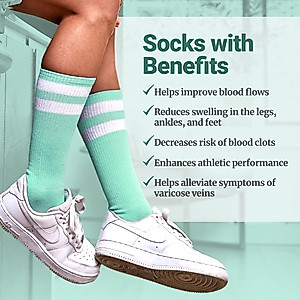 Love Classic, Mint, Medium-Large, Light Weight Compression Athletic Crew Socks for Women