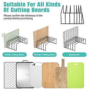 [2-Pack] Large Cutting Board Organizer, Cutting Board Holder Rack Baking Cookie Pan Sheets Cooling Racks Storage Stand for Kitchen Cabinet -Divided Holder with 6 Slots (Black)