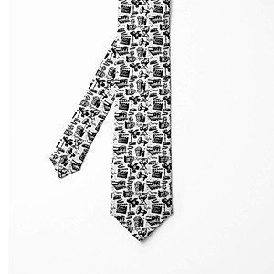 Lunarable Necktie, Vintage Film Cinema, Dress Tie, 3.7", Off White Black