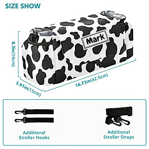 Sinestour Custom Cow Print Texture Stroller Organizer with Cup Holder Personalized Universal Stroller Organizer Bag Stroller Accessories for Diaper Toys Snacks Keys Fit All Baby Stroller