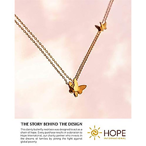 Benevolence LA Gold Butterfly Necklace, 14k Gold Dipped Butterfly Necklaces for Women, Cute Butterfly Necklace, Dainty Butterfly Jewelry, Gold Necklaces, Gifts for All Occasion