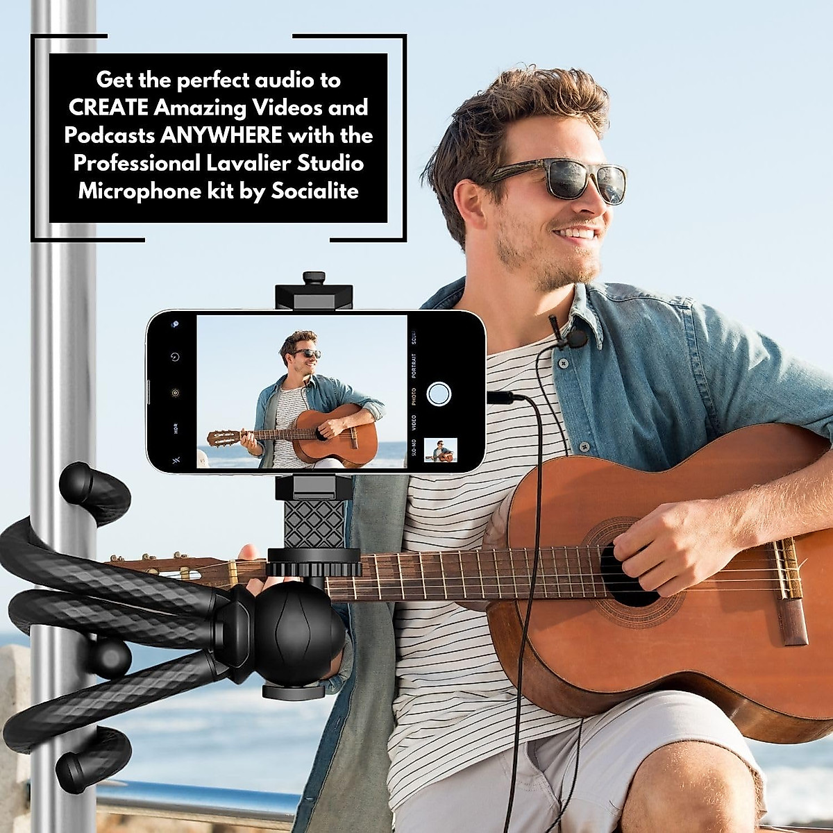 Socialite 3.5 mm Magic Microphone Clip On Lapel Lavalier Mic for Mac, PC, Compatible with iPhone Android Podcasting Recording Streaming incl Extra Long 6.5 Ft Extension Cable Just Plug and Play