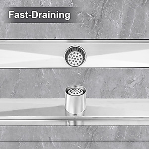 24 Inch Linear Drain Compatible with Schluter Systems Kerdi-Line with Hair Catcher 304 Stainless Steel Channel Body Shower Drain