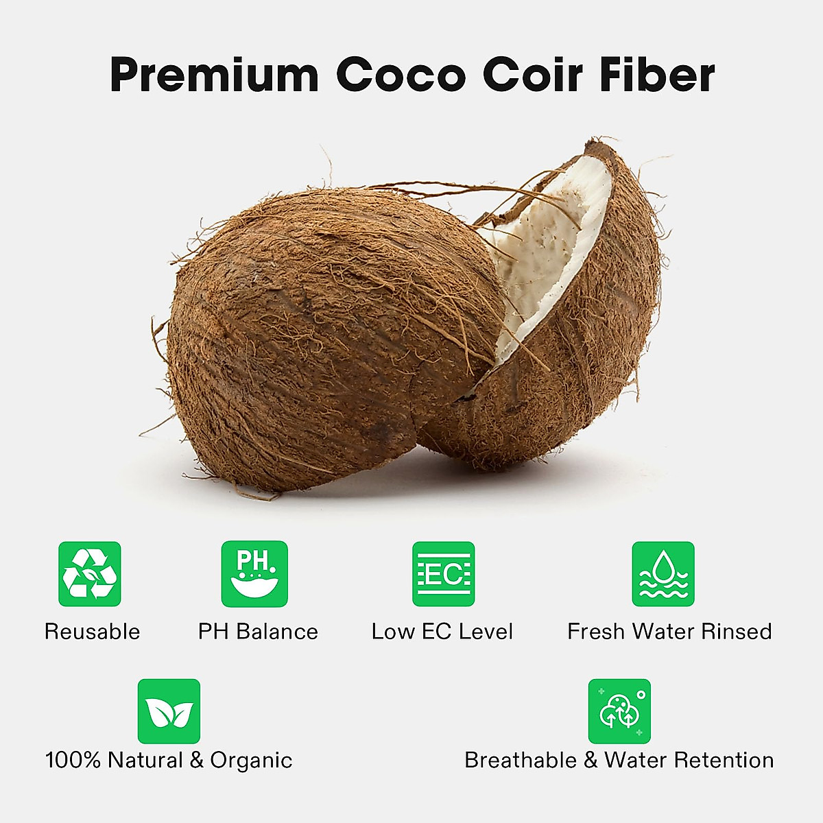 VIVOSUN Coco Coir Brick, 1.4lbs 100% Natural Organic Compressed Coconut Coir Fiber with Low EC, PH Balance & High Nutrition, Coconut Fiber Substrate, Coconut Soil for Plants