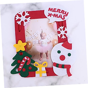 Homoyoyo Christmas Photo Booth Prop Frame Nonwoven Photo Frame Christmas Photo Frame Craft Red Photo Frame Decorative Picture Frames Frame Materials Package Hanging Photo Frame Child Manual