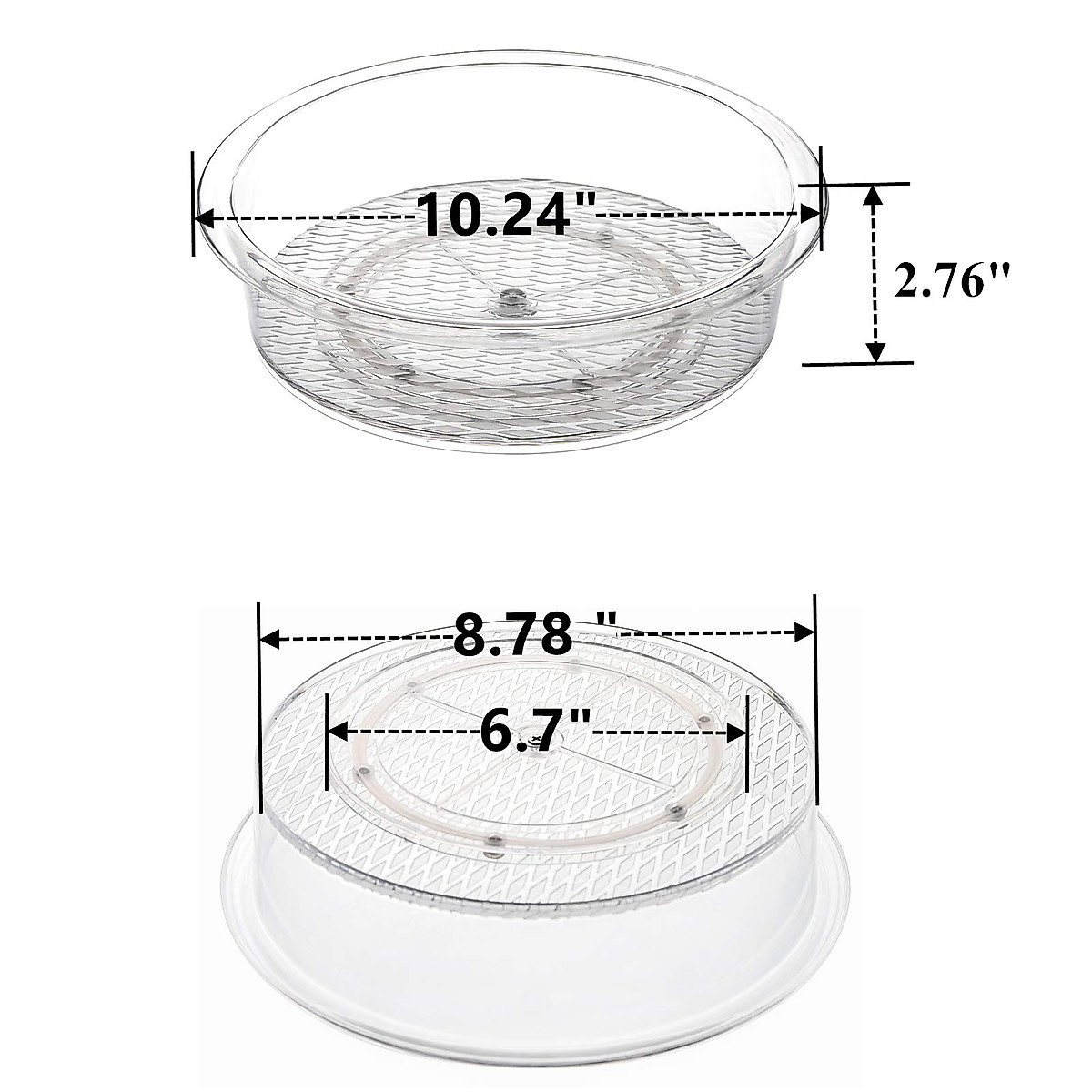 YOPAY 2 Pack Plastic Lazy Susan Turntable Food Storage Container, 10 Inch Clear Rotating Turntable Organizer for Spices, Condiments, Cosmetics, Nail Polish, Shaving Kit, Hair Spray, Cabinet