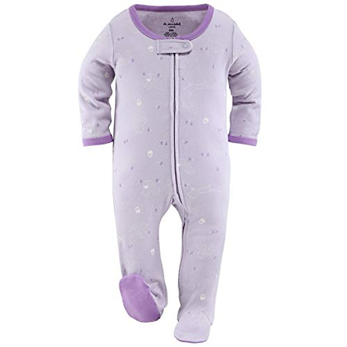 The Peanutshell Footed Baby Sleepers for Girls, Purple Woodland Animals, 3 Pack Set (9M)