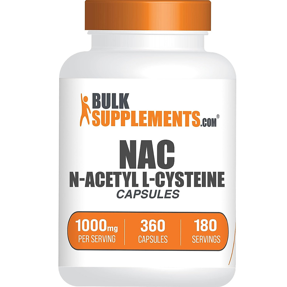 BulkSupplements.com N-Acetyl L-Cysteine 1000mg Capsules - N-Acetyl Cysteine 1000mg, NAC Supplement - NAC 1000mg, Gluten Free - 2 Capsules per Serving, 360 Capsules (Pack of 1)