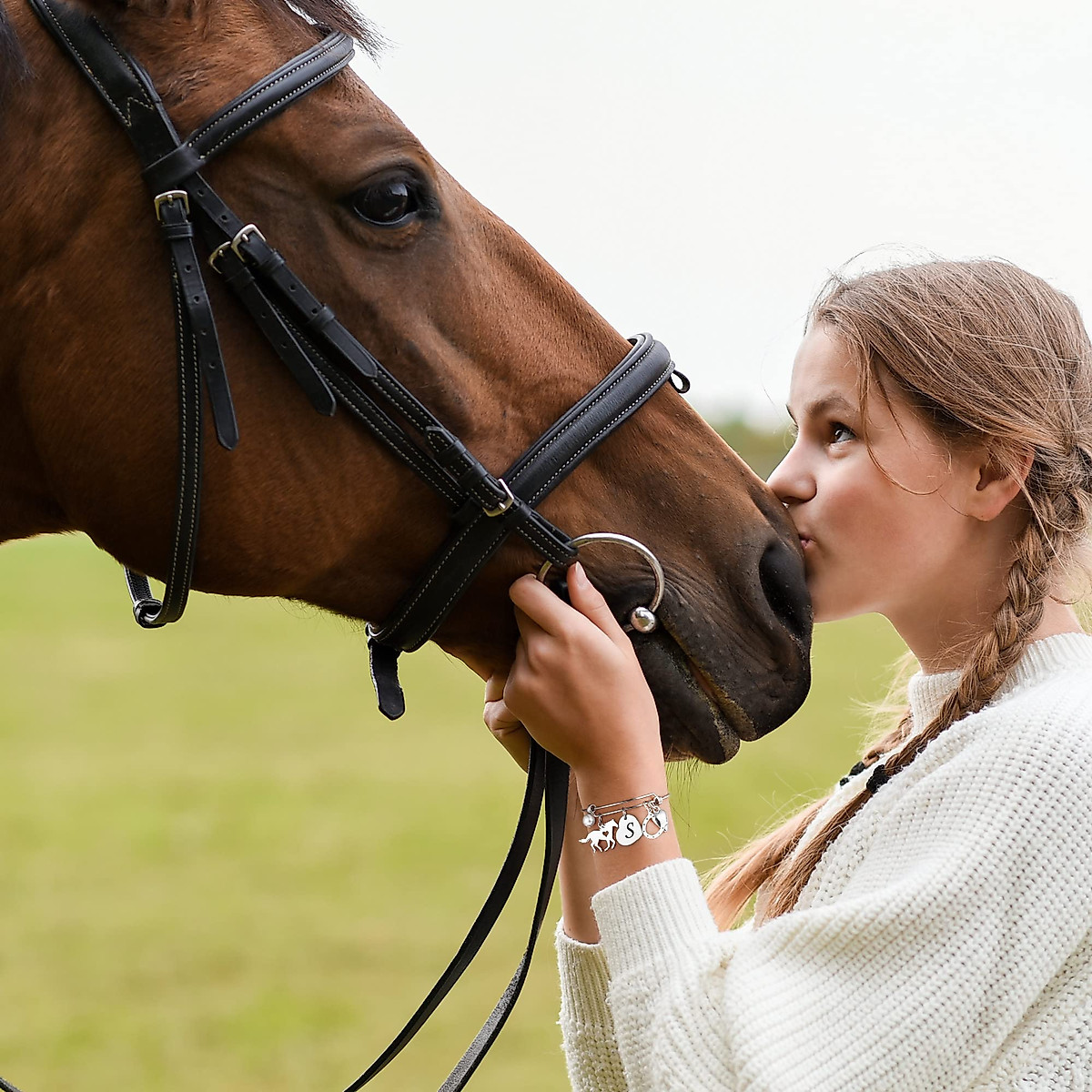 Anoup Horse Gifts for Girls, Horse Stuff Horse Gifts for Women Initial Bracelet for Teen Girls Gifts for Girls Horse Jewelry