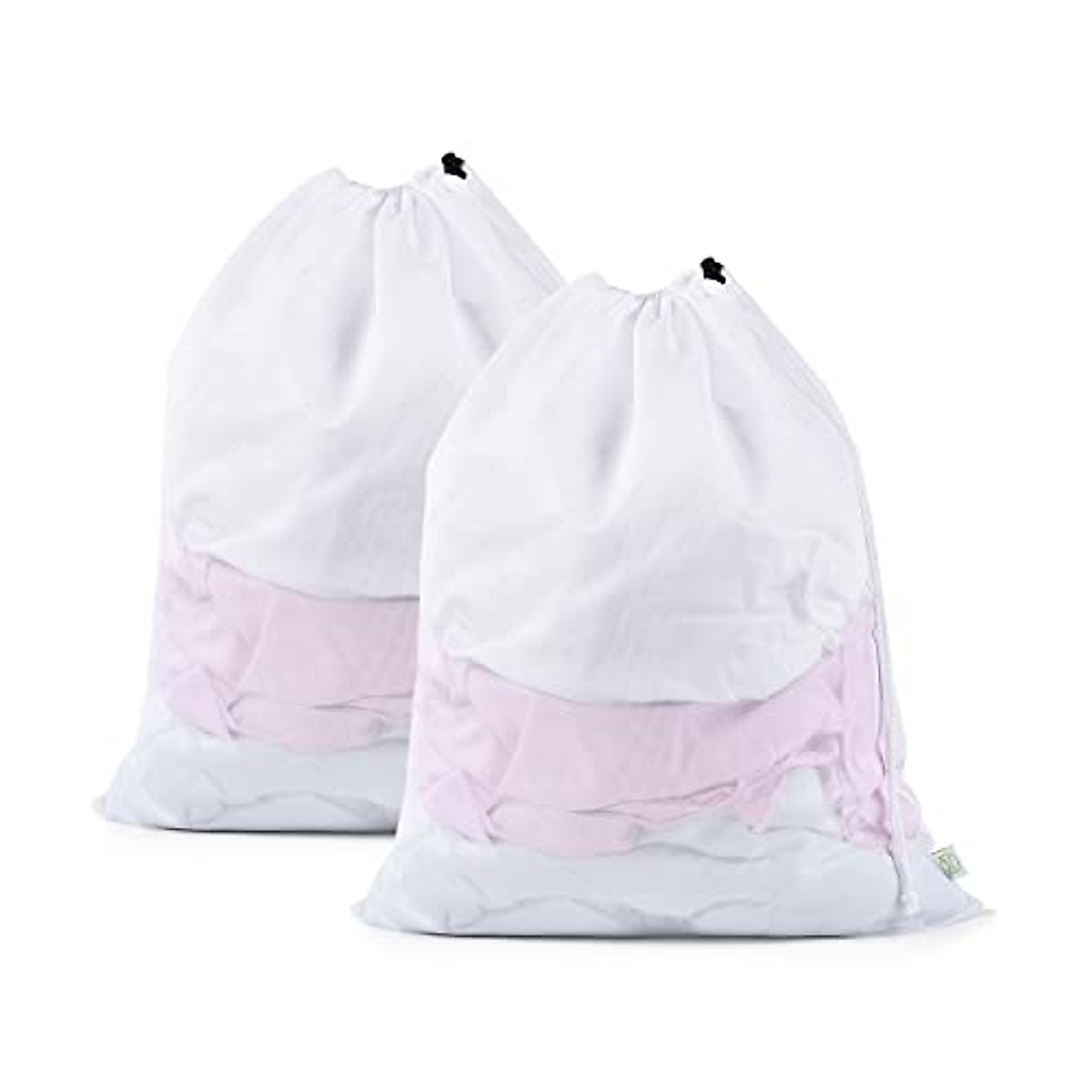 OTraki 20 x 24 inch Small Laundry Mesh Bag 2 Pack Drawstring Dirty Clothes Washing Bags Heavy Duty Laundry Net Bag for Delicates Toys Storage in Home College Dorm Apartment Hotel Beach White