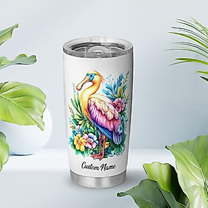 Roseate Spoonbill Gifts, Personalized Tumbler with Roseate Spoonbill Animal’s Name – Custom Cup for Animal Lovers, Gift for Women, Men, Boys, Girls, Gift for Birthdays & Christmas YHYf08