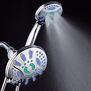 AquaStar Elite 3-in-1 High-Pressure 48-mode 7" Shower Head Combo with Microban Anti-Clog Jets for More Power & Less Cleaning! Extra-Long 5 ft. Stainless Steel Hose. All Chrome Finish