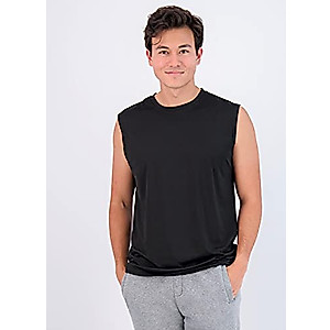 Real Essentials Men's Dry Fit Jersey Sleeveless Tank Top Muscle Yoga Active Sport Basketball Beach Gym Workout Running Fitness Athletic Gym Bodybuilding Undershirt Tee T-Shirt, Set 6, L, Pack of 5