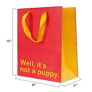 Prank-O Novelty Gift Bags for Holiday Gifting, 2-Pack, Well, It's Not a Puppy, Add Humor to Birthdays, Clever and Funny Birthday Gift Wrap or Gift Bag For Any Occassion, Empty Bag