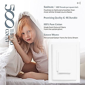 Mayfair Linen 100% Cotton Sheets for Queen Size Bed - 500 Thread Count 4 PC Queen White Cotton Sheets, Deep Pocket Queen Sheet Set, Cooling Sheets Queen Size for Hot Sleepers, Soft, Breathable Sheets
