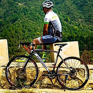 EUROBIKE Road Bike,54cm Frame Road Bicycle for Men and Women,21 Speed Adult Bike,Disc Brake 700C Bike,Blackwhite (Blackwhite-54cm)