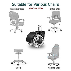 Office Chair Wheels,5 Pack (11x22 mm) Universal Caster Wheels Replacement for All Hardwood and Carpet Floors, Heavy Duty Roller Style Computer Desk Chair Casters