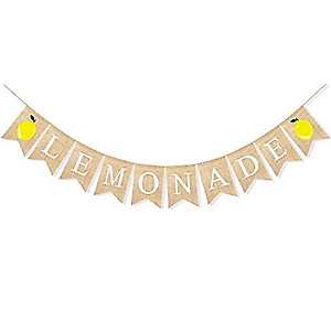 Uniwish Burlap Lemonade Banner Lemonade Stand Decorations Garland Lemon Theme Baby Shower Birthday Party Supplies Vintage Rustic Hanging Bunting Flag