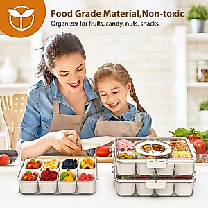 Snackle Box Container,Divided Serving Tray with Lid and Handle,Portable Snack Box for Candy, Fruits, Nuts, 8 Compartments snack tray, Snack Organizer for Picnic,Party,Movie Night,Road Trips(1 Pack)