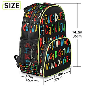 Education Alphabet Kids Backpack for Boys Girls, Rainbow Letter Toddler Bag Kindergarten Children Bag Preschool Nursery Travel Bag with Chest Strap Small Backpack