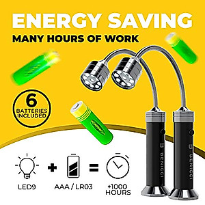 Flexible LED BBQ Grill Lights Set of 2 - The Perfect Grilling Accessories Light with 360-Degree Magnetic Base and Gooseneck - 100% Portable Weatherproof Outdoor Lamp w/ 6 Batteries Included
