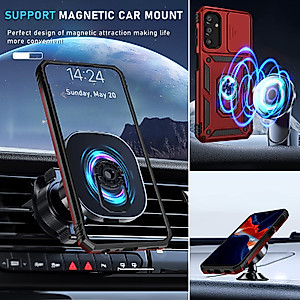 Janmitta Compatible with Samsung Galaxy A14 5G Case Built in Slide Camera Lens Cover and Screen Protector,Heavy Duty Full Body Phone Cover Built in Ring Holder Kickstand,2023 Red