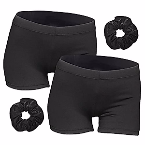 Aosva Little Big Girls' 2 PCS Sparkle Dance Tumbling Athletic Gymnastics Black Shorts for Girls 3-4T
