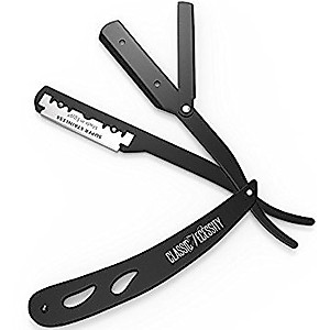 Classic Necessity Professional Barber Straight Razor for Mens Shaving | Pack of 20 Single Edge Premium Razor Blade | Cutthroat Stainless Steel Shavette with Swing Lock
