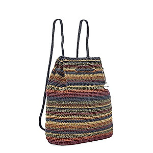 The Sak Large Dylan Backpack in Crochet, Adjustable Backstrap, Woodland Stripe