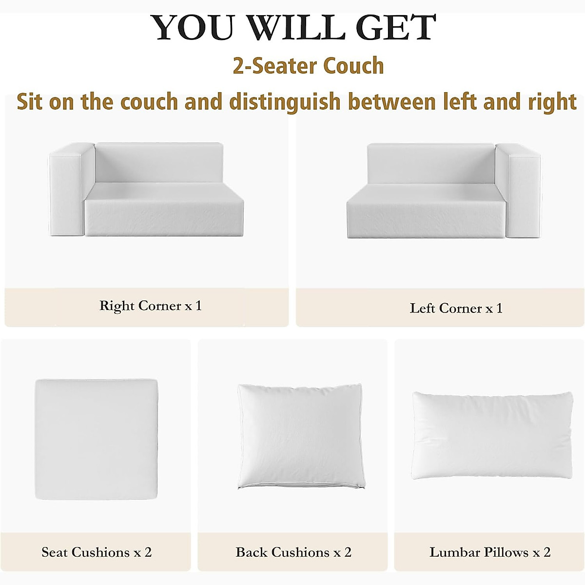 Modular Sectional Sofa Cloud Couch for Living Room, Comfy Cloud Puff Modern Sofa Set, White Oversized Couch Cushion Covers Removable, High-Density Memory Foam