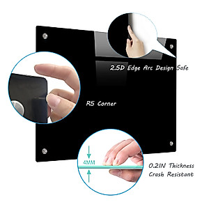 Magnetic Black Glass Board with Eraser Frameless Tempered Glass Dry Erase Blackboard with Marker Tray for Interactive Office, Wall Mounted Frosted Black Glass Board, 48" x 36"