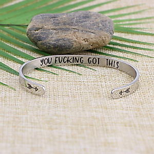 Birthday Gifts for Women Friend Funny Bracelets for Women Encouragement Jewelry Personalized Engraved Stainless Steel Cuff Bracelet Inspirational Graduation Gift for Women Trendy Stocking Stuff