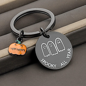 ENSIANTH Halloween Ghost Keychain Spooky All Year Keychain Thanksgiving gift Pumpkin Keychain Trick or Treat Gift (Halloween Key Black)