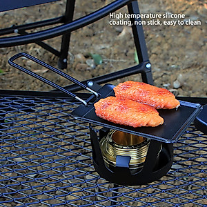 Grill Pan, Small Nonstick BBQ Grill Pan with Detachable Handle, 5.1 x 3.4 in Multipurpose BBQ Grilling Pan Steak Frying Pan Heating Evenly and Quickly for Kitchen, Traveling, Camping