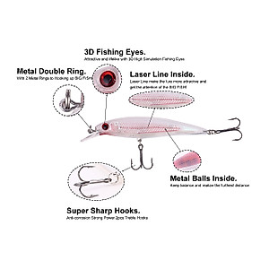 Hiumi Lot 10pcs 13.5g 11cm Plastic Minnow Fishing Lures Bass CrankBait Tackle(4.33 inch 0.48oz 10pcs) …