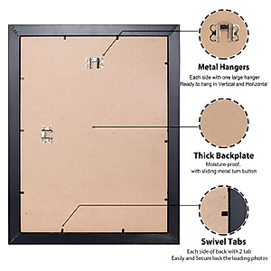 LaVie Home 16x20 Picture Frame Black Poster Frame,Display Pictures 11x14 with Mat or 16x20 Without Mat, Stable and Sturdy Frame and Polished Plexiglass, Horizontal and Vertical Format of The Walls