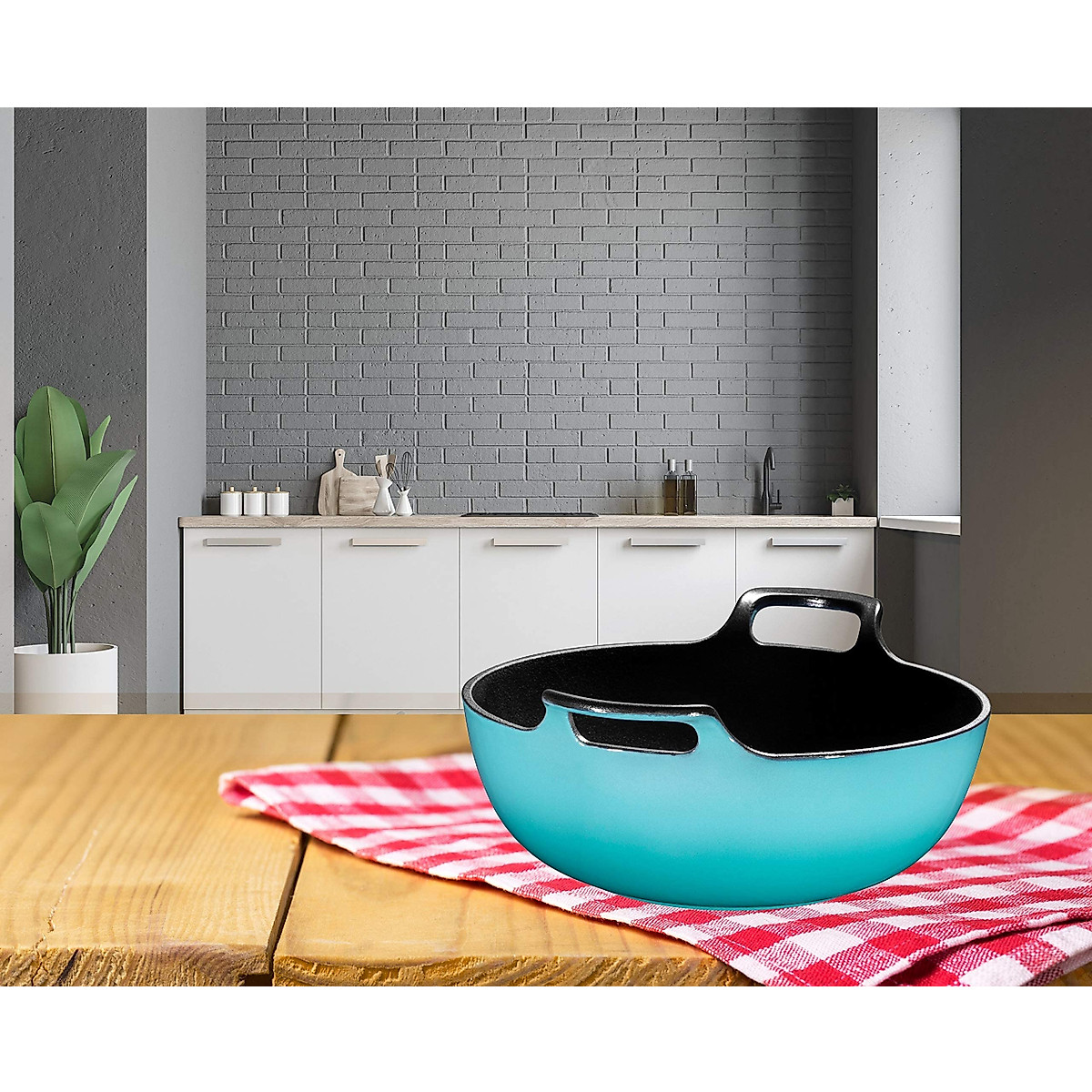 Bruntmor 3 Qt Pre-seasoned Cast Iron Balti Dish In Black, 3 Quart Medium Cast Iron Casserole Dish, Nonstick Handi Cast Iron Kadai Indian, Asian Wok, Pioneer Women Dutch Oven